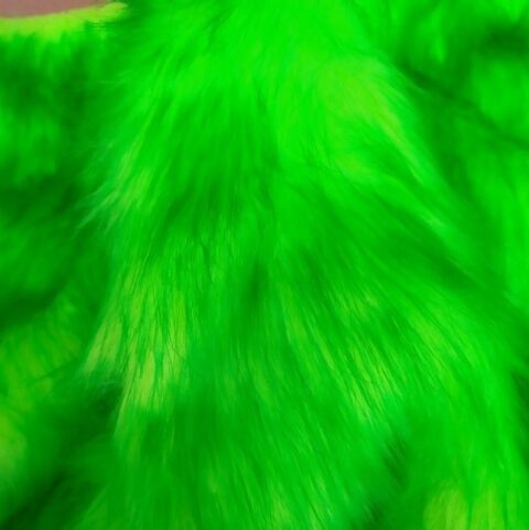 Realistic faux fur fabric, soft and silky effect- Neon green | furfabric.lt