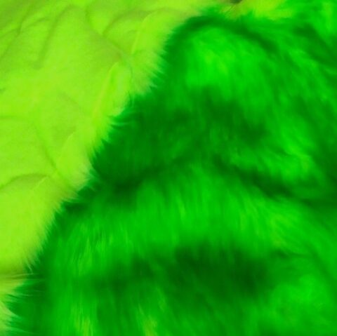 Realistic faux fur fabric, soft and silky effect- Neon green | furfabric.lt